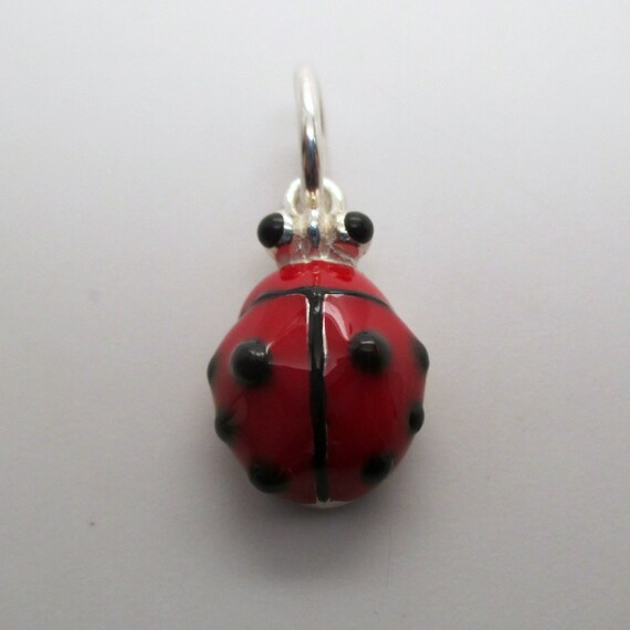 LADYBUG CHARM, Ladybug Pendant, Silver Ladybug, Ename… - Gem