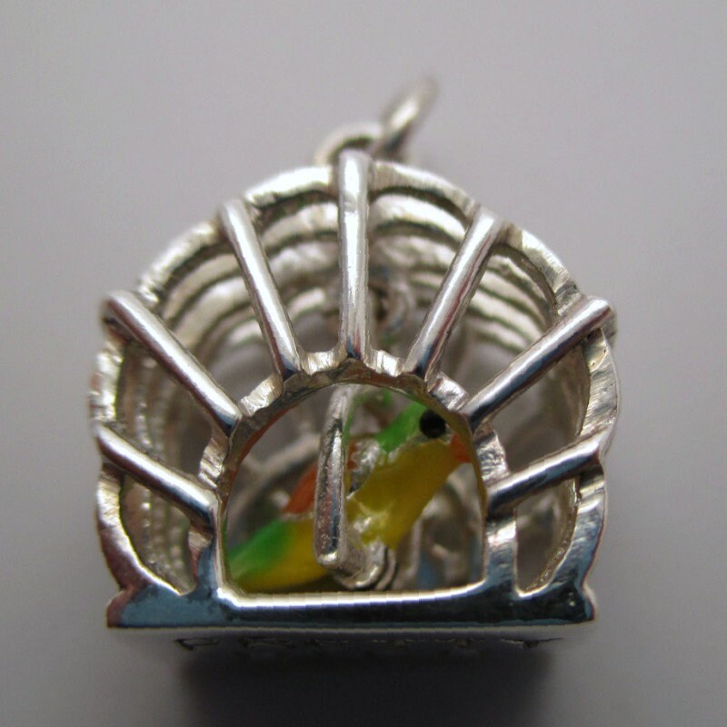 BIRD CAGE CHARM Parrot Cage Charm Parrot Charm Pretty Bird | Etsy