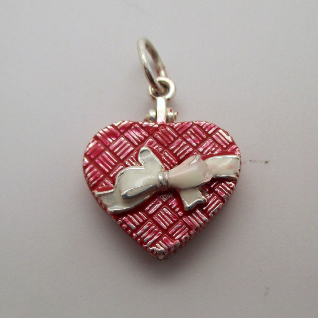 BOX OF CHOCOLATES, Sterling Silver, Charm, Valentines Day Gift, Heart ...