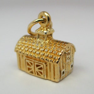 GOLD BARN CHARM Sterling Silver Charms Farm Wife Gift Gold - Etsy