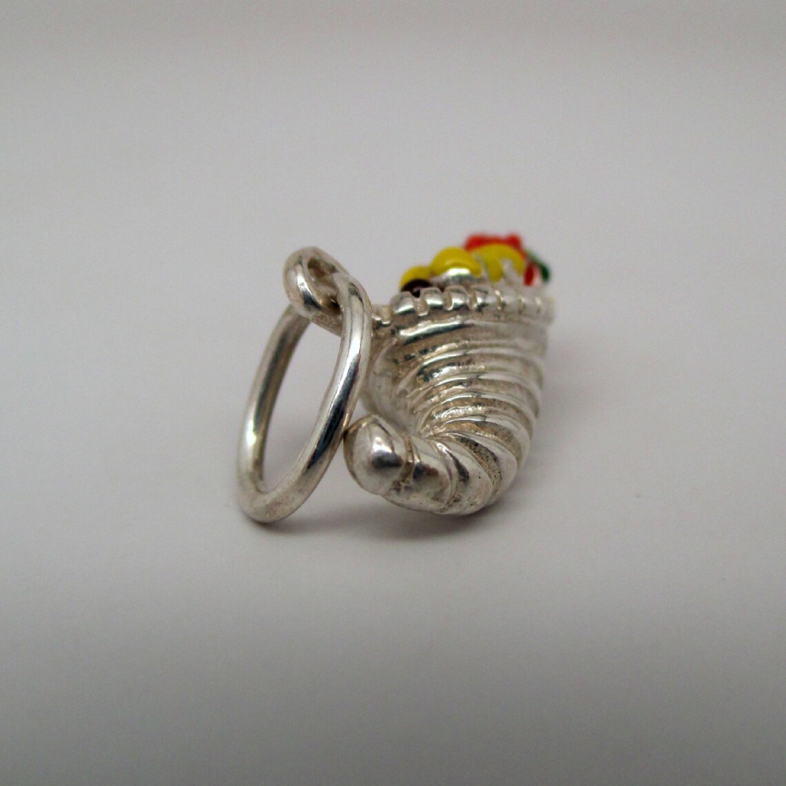 CORNUCOPIA CHARM, Cornucopia Necklace, Thanksgiving Charms, Sterling ...