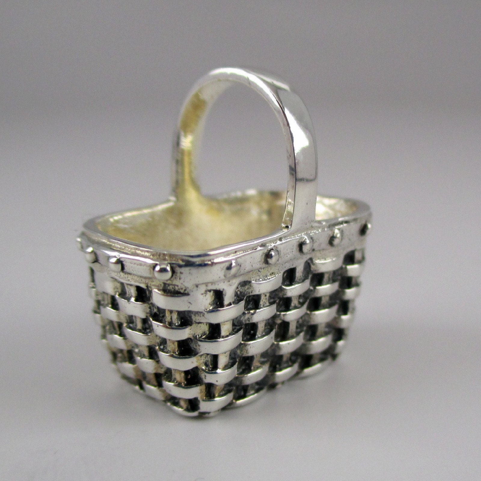 MARKET BASKET Silver Basket Charm Gold Basket Charm | Etsy