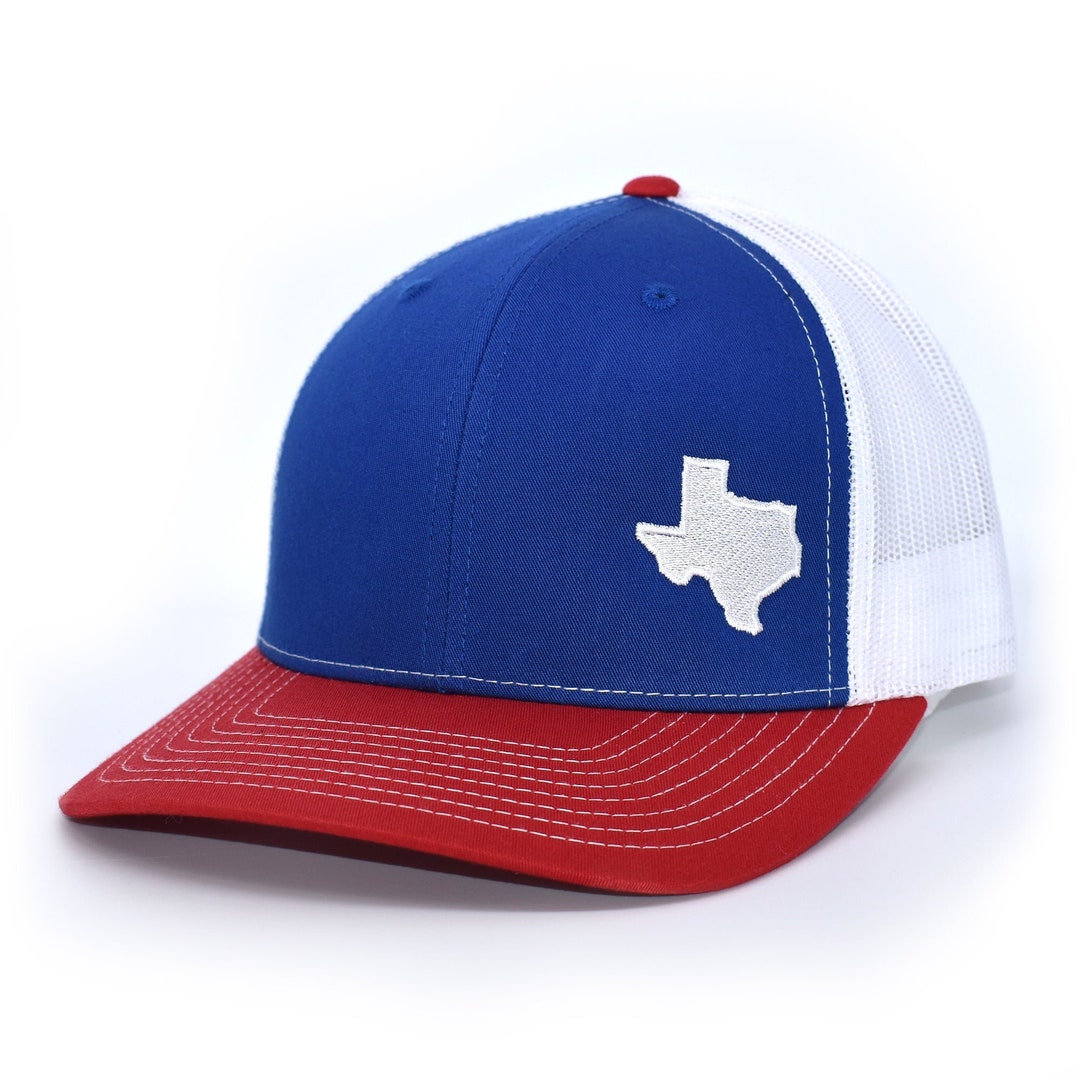 Texas State Outline Hat Royal / White / Red - Etsy