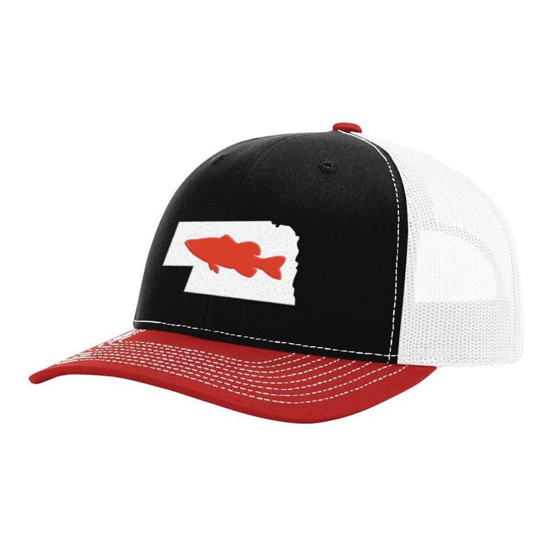 Nebraska Red Bass Hat Adjustable Mesh Snapback Hat, Embroidered Fish ...