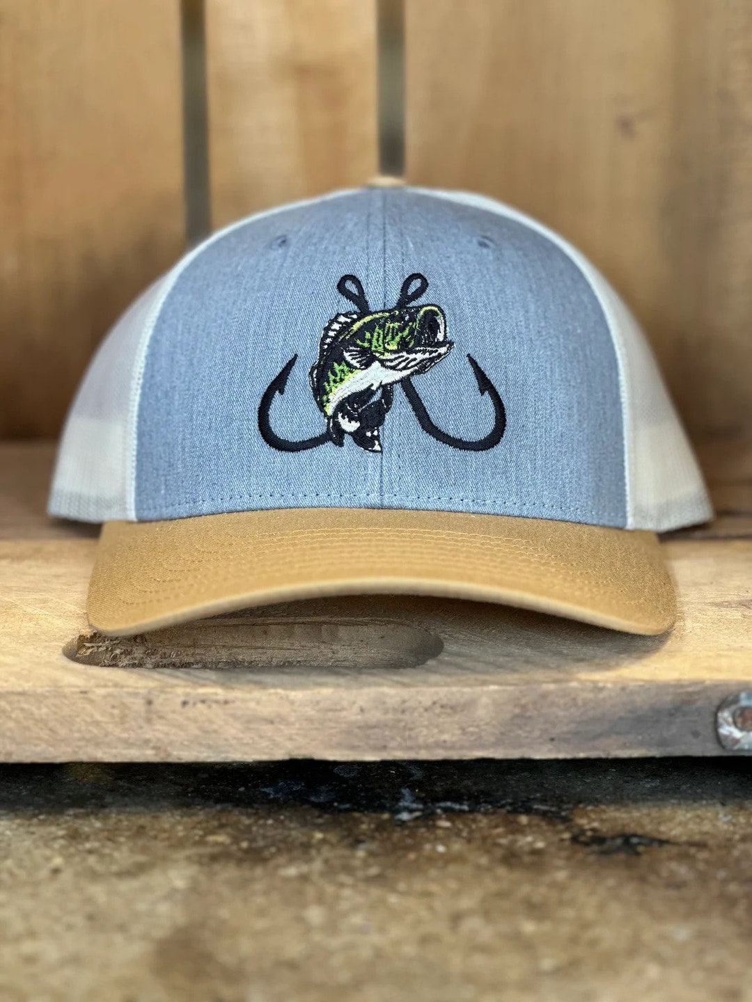 Bass Fishing Embroidered Trucker Hat Largemouth Bass Fisherman Fishing ...