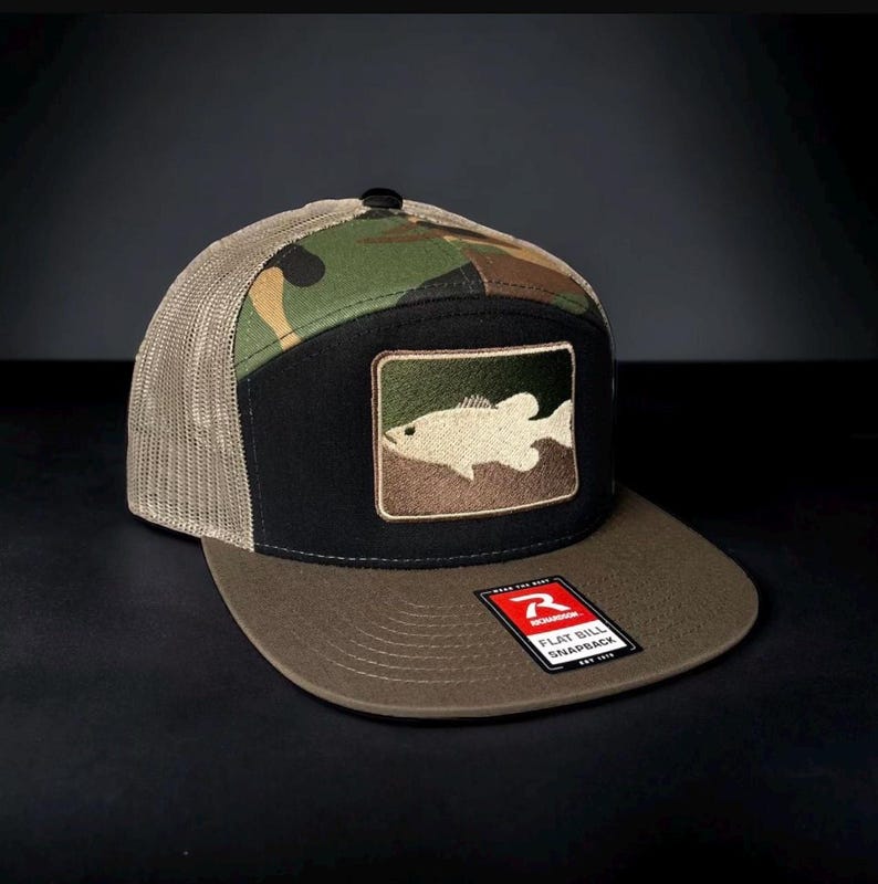 Bass Fishing Camo 7 Panel Hat - Etsy