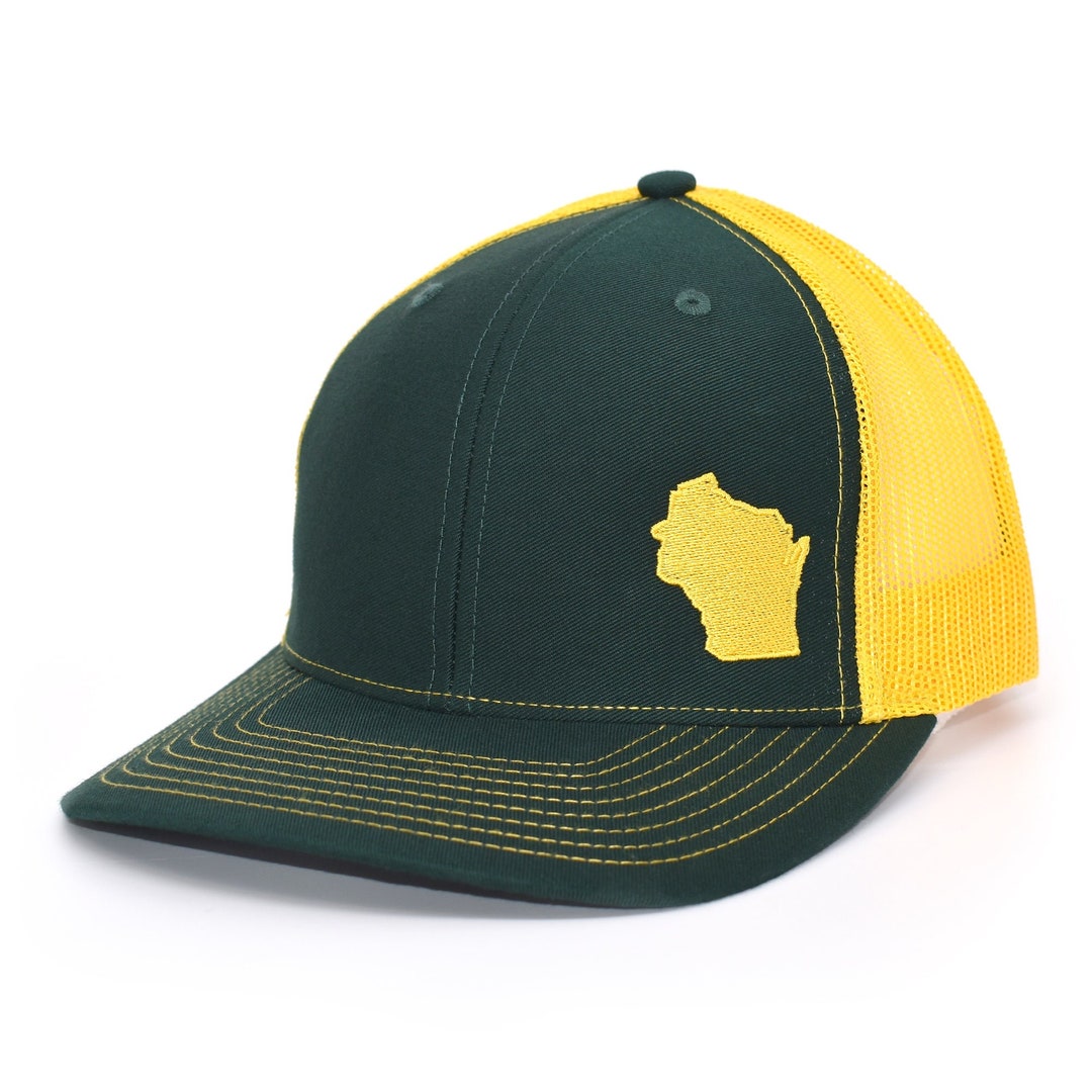 Wisconsin State Outline Hat- Green / Gold - Etsy