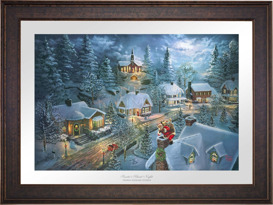 Thomas Kinkade Santa's Silent Night - Limited Edition Print Framed - Etsy
