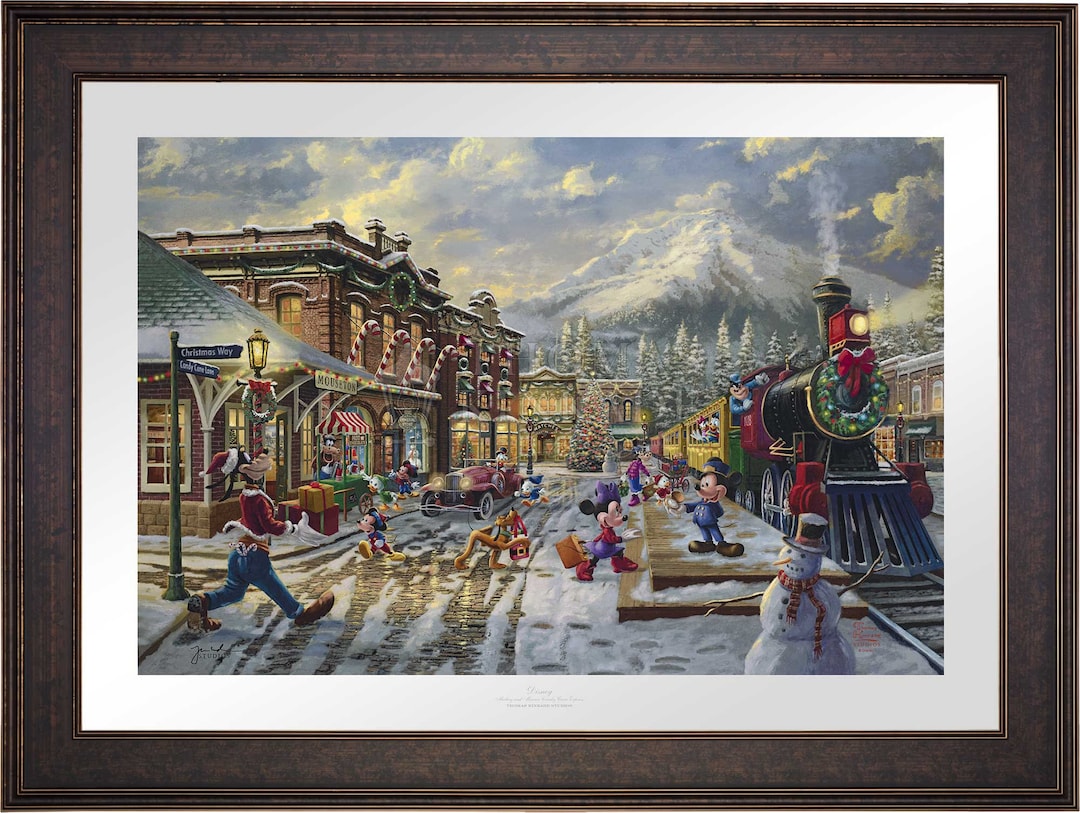 Thomas Kinkade Disney Mickey and Minnie Candy Cane Express - Limited ...