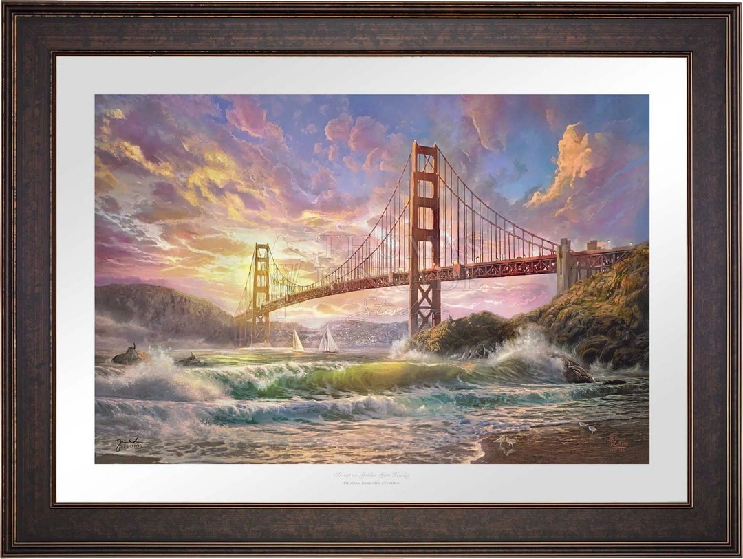 Thomas Kinkade Sunset on Golden Gate Bridge - Limited Edition Print ...