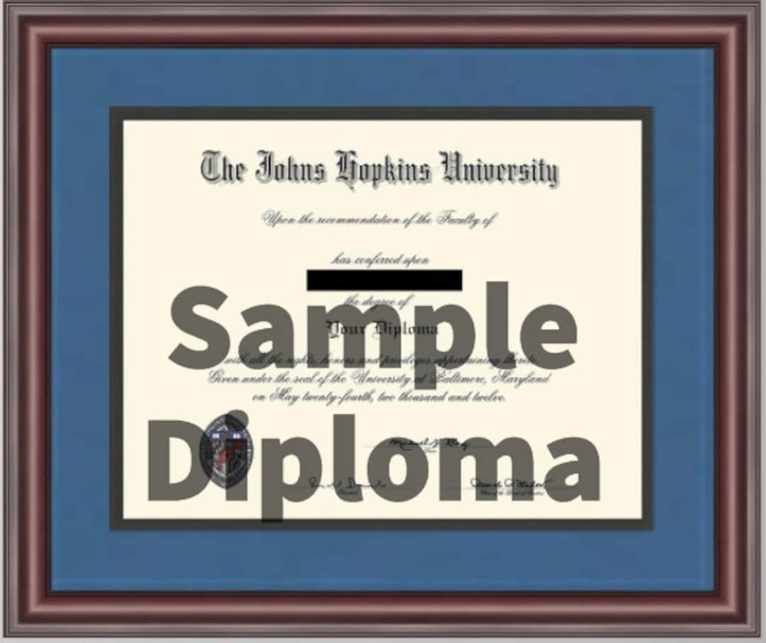 Johns Hopkins University Diploma Frame Document Size: 17"w X 14"h - Etsy