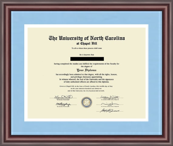 University of North Carolina Diploma Framed | Etsy
