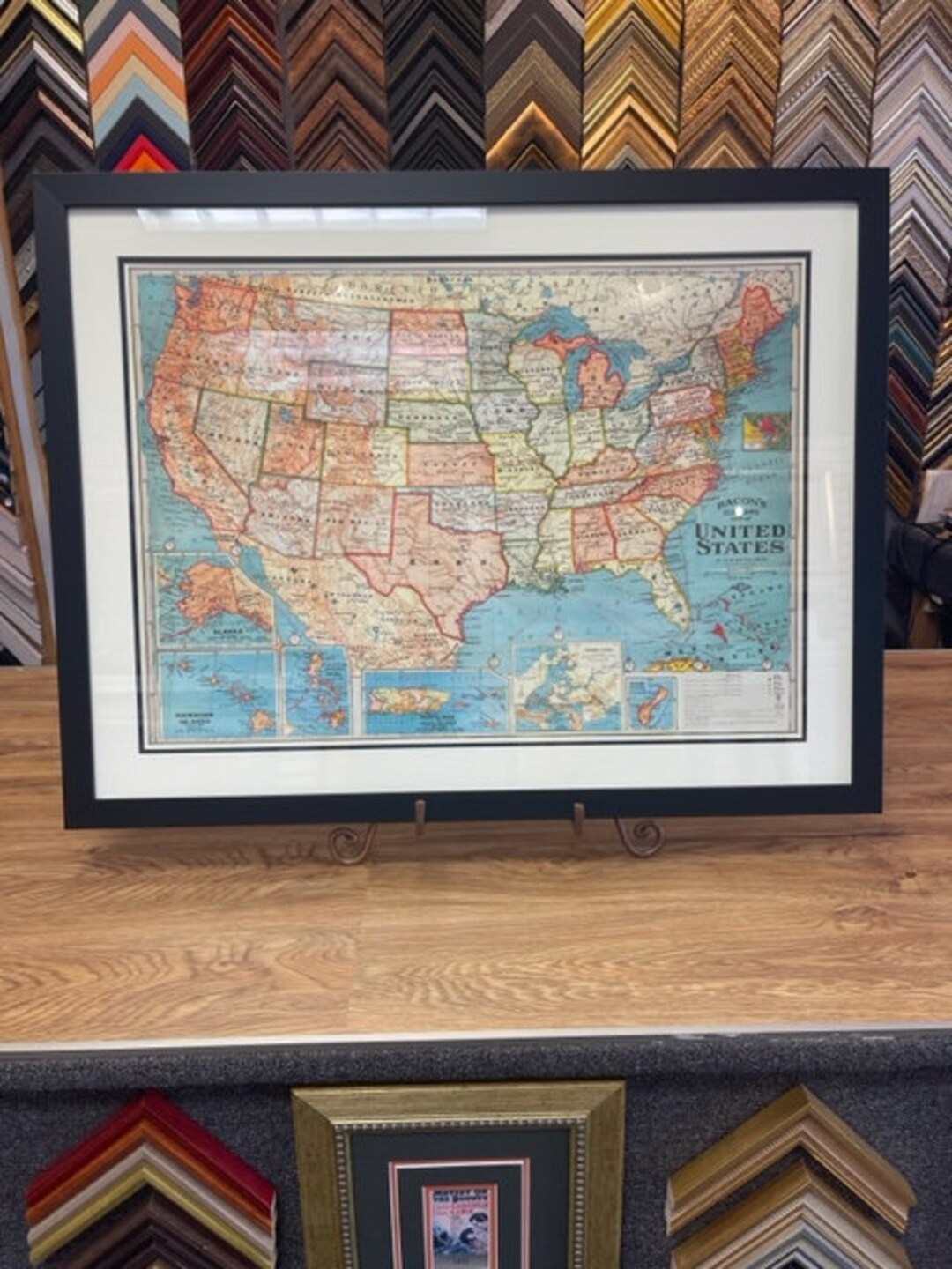United States Map Framed 34x26 - Etsy