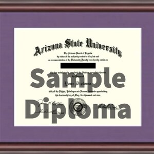 Arizona State University Diploma Frame Document Size: 11"w X 8.5"h or ...