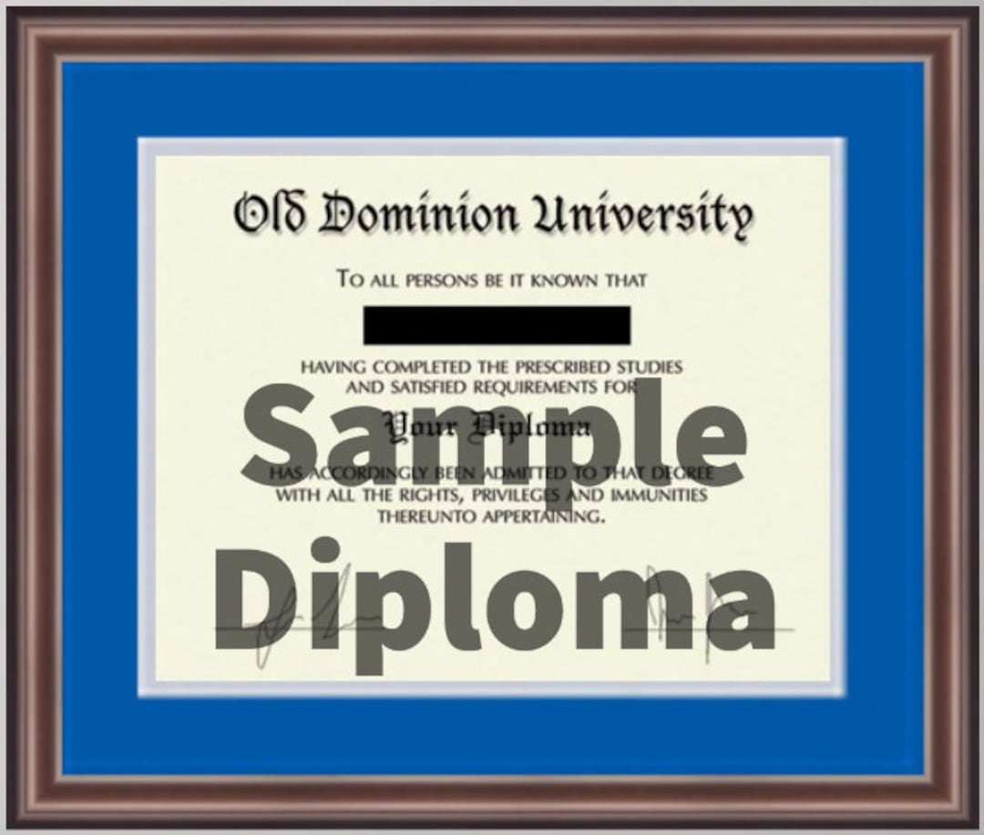Old Dominion University Diploma Frame Document Size: 14"w X 11"h - Etsy