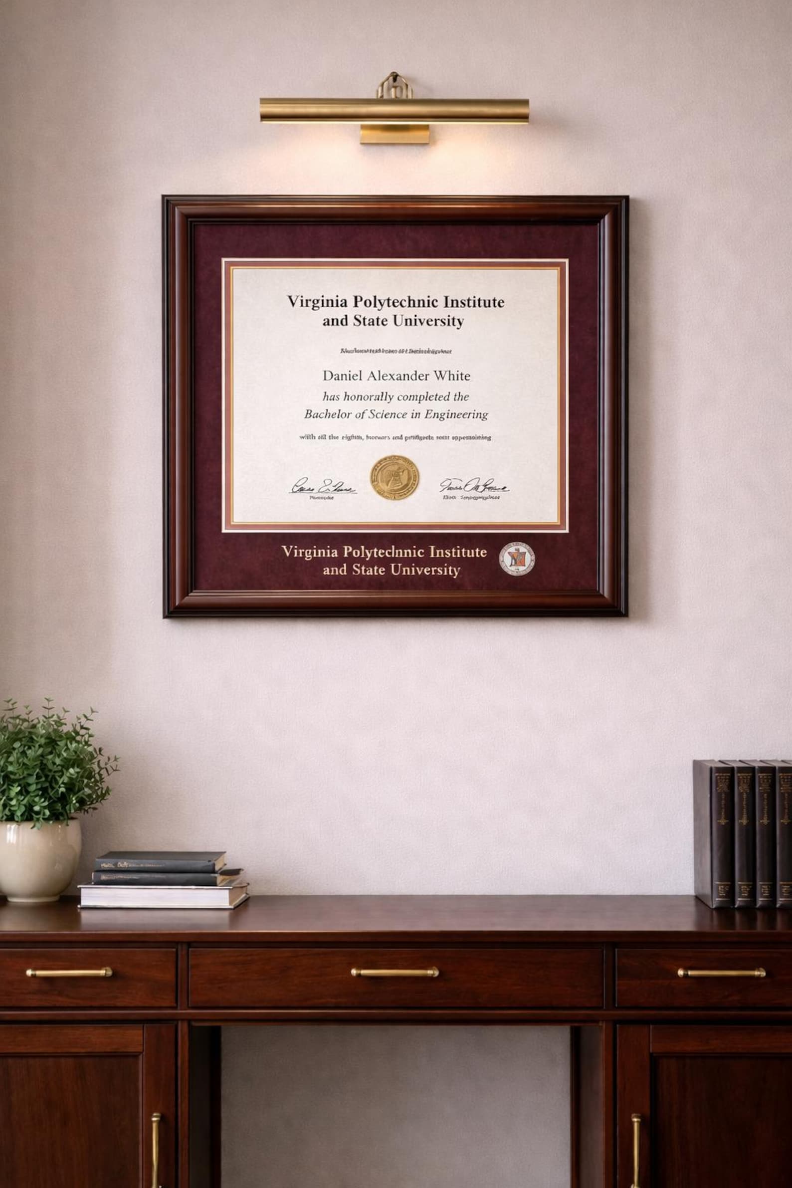 Virginia Tech Diploma Frame for 13.5" X 15.5" Diploma With Logo ...