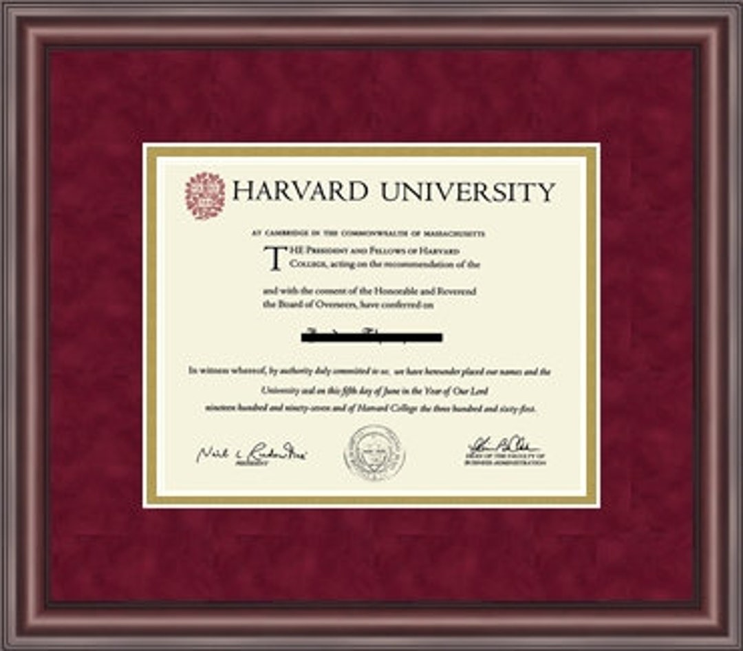 Harvard University Diploma Frame , With UV Glass Acid Free Mats Wood Frame - Etsy
