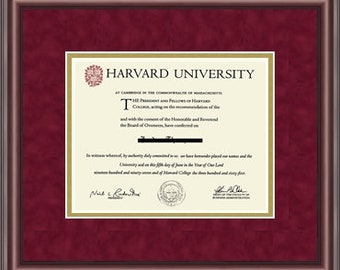 Harvard University Diploma Frame , With UV Glass Acid Free Mats Wood ...