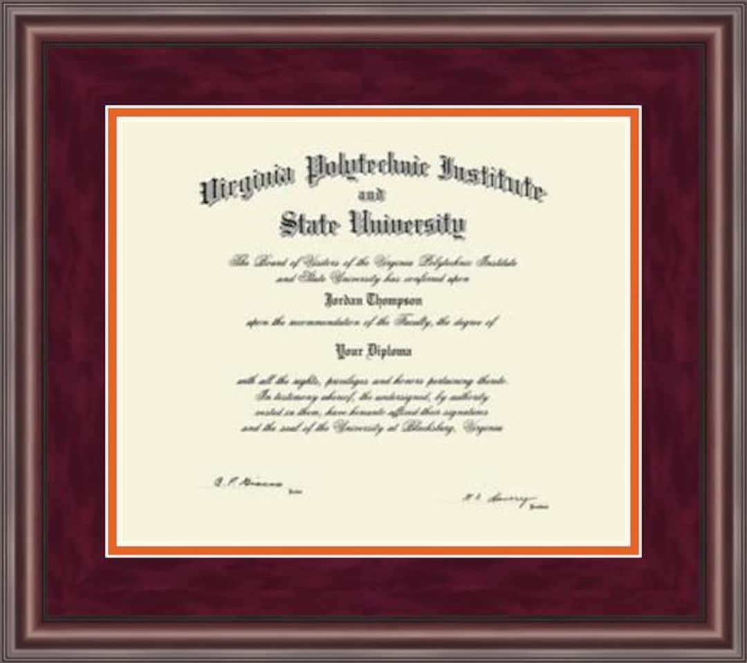 Virginia Tech Diploma Frame for 13.5" X 15.5" Diploma – Custom Framing ...