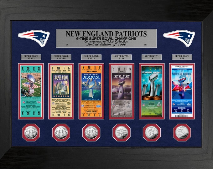 New England Patriots 6-time Super Bowl Champions Deluxe Silver Coin ...