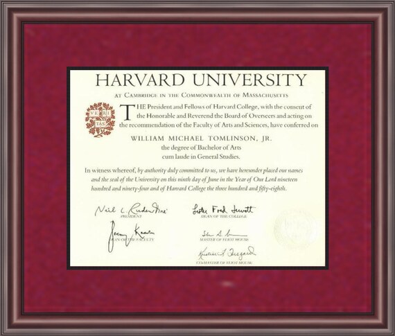 Harvard University Diploma Frame With UV Glass Acid Free - Etsy Ireland
