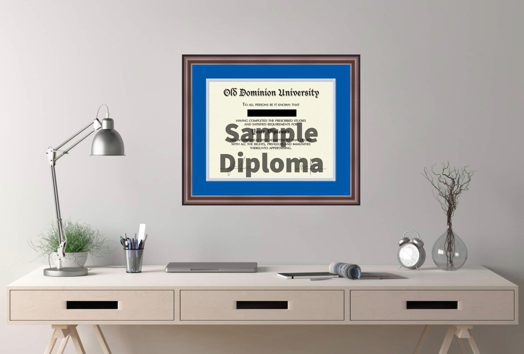 Old Dominion University Diploma Frame Document Size: 14"w X 11"h - Etsy