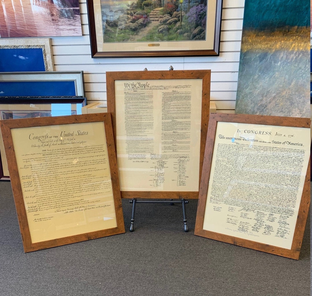 3 Piece Framed Set: Declaration of Independence, U.S. Constitution ...