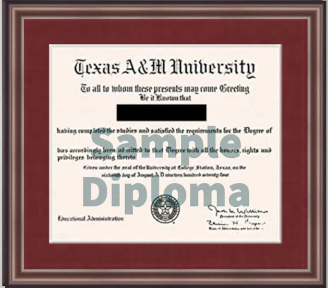 Texas A&M University Diploma Frame - Etsy