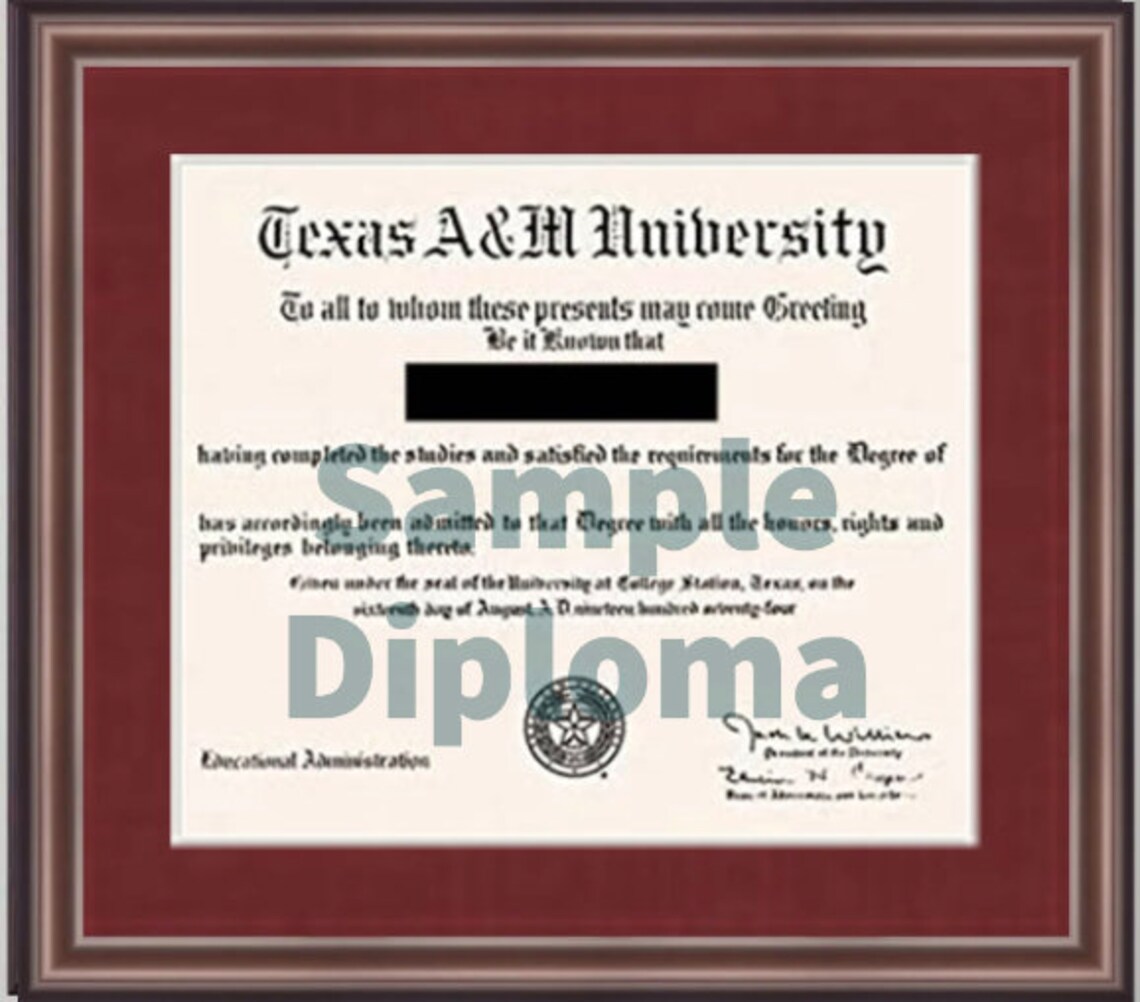 Texas A&M University Diploma Frame - Etsy