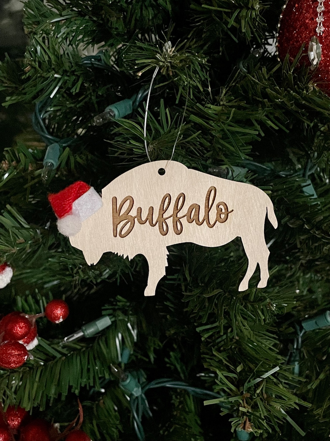 Buffalo Script Bison Wooden Engraved Ornament - Etsy