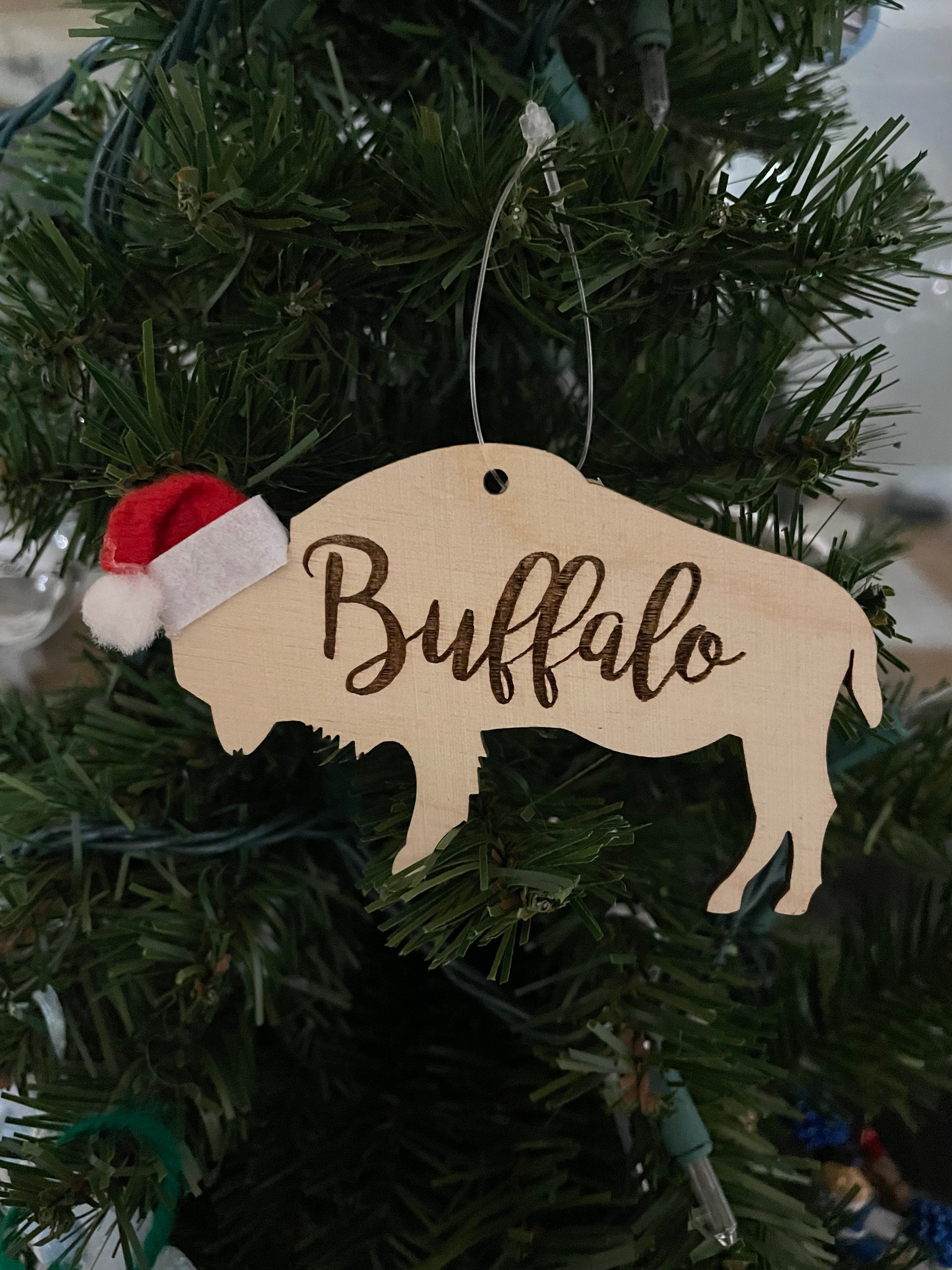 Buffalo Script Bison Wooden Engraved Ornament | Etsy