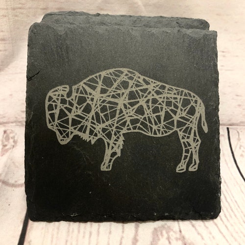 Bison Gift Buffalo Gift Bison Slate Coasters Slate - Etsy