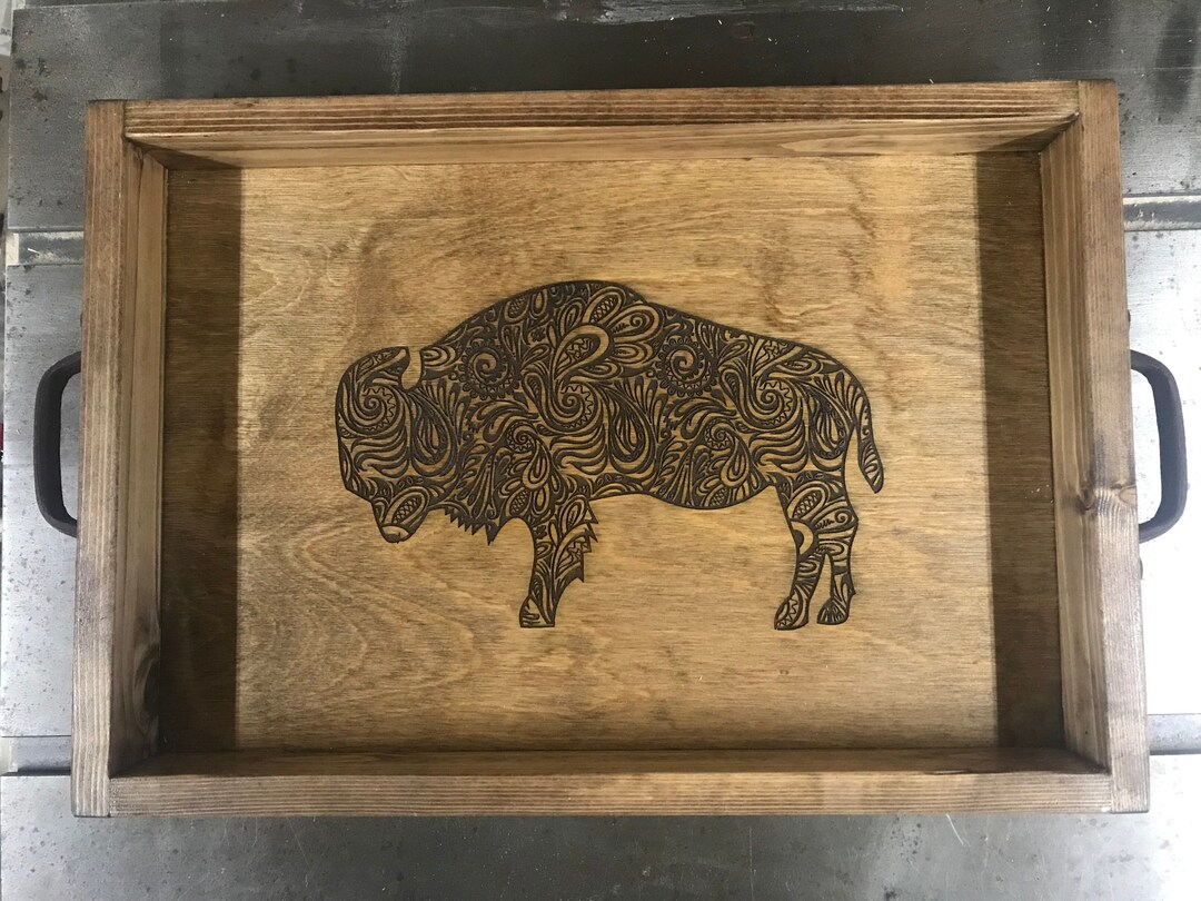 Rustic Buffalo Serving Tray, Medium Brown Paisley - Etsy