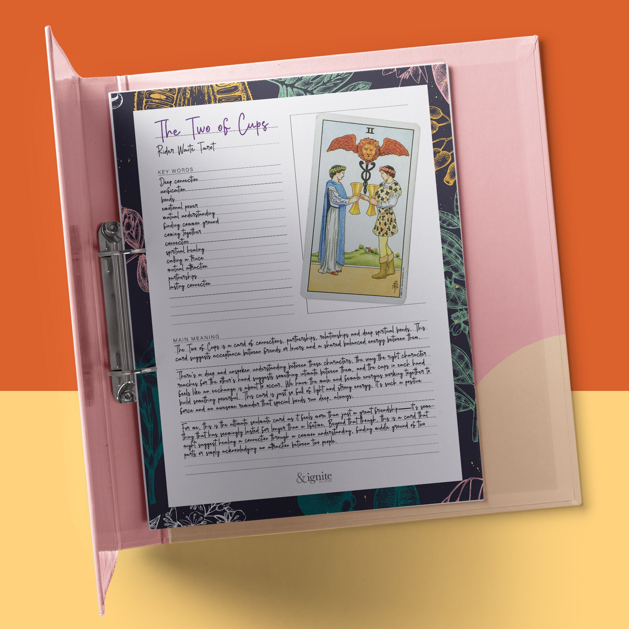 Tarot Journal Template Tarot Card Meanings Fruity Etsy