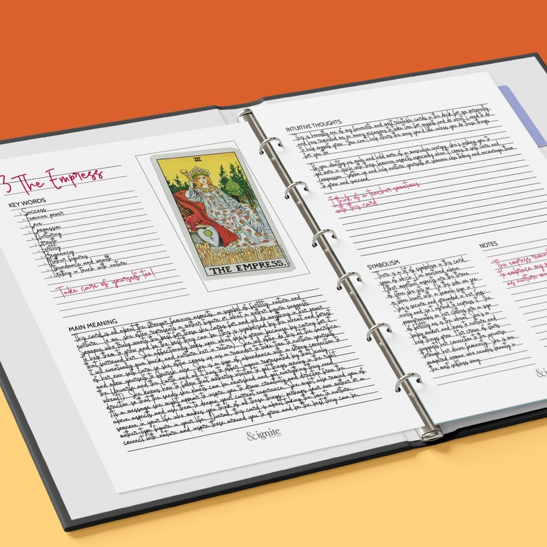 Tarot Journal Template Page Tarot Card Meanings Etsy