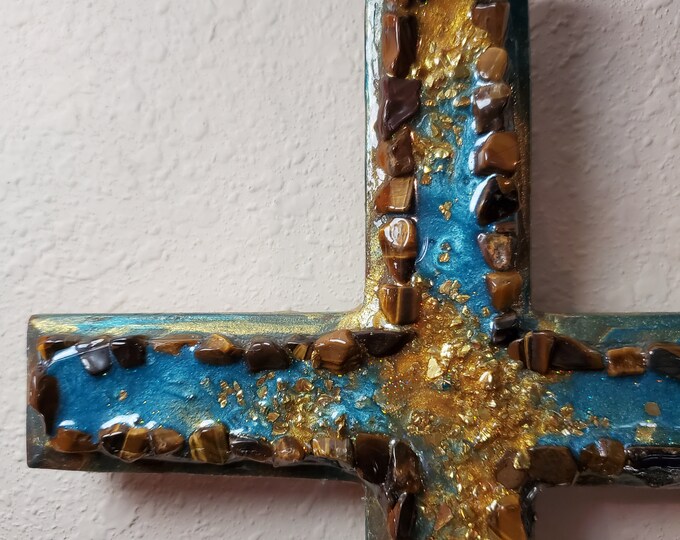Stained Glass Teal Green Cross Suncatcher, Christian Gift, Handmade ...