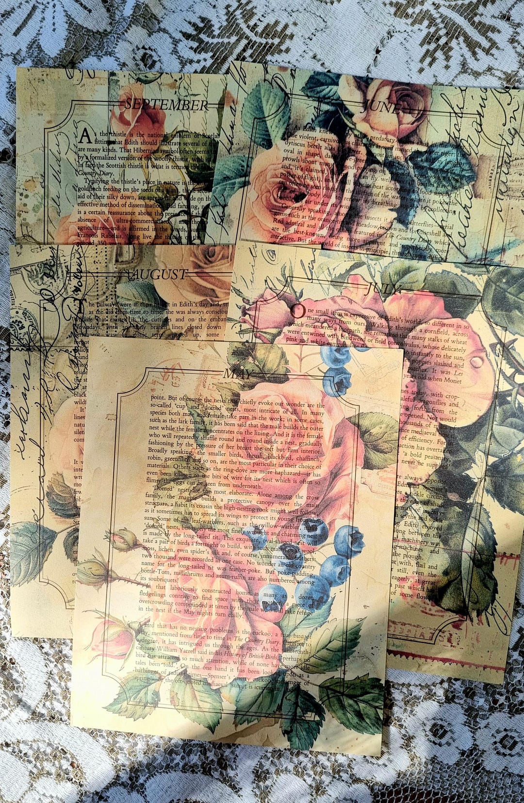 Paper Pack Vintage Roses Edith Holden Junk Journal Papercrafts Craft ...