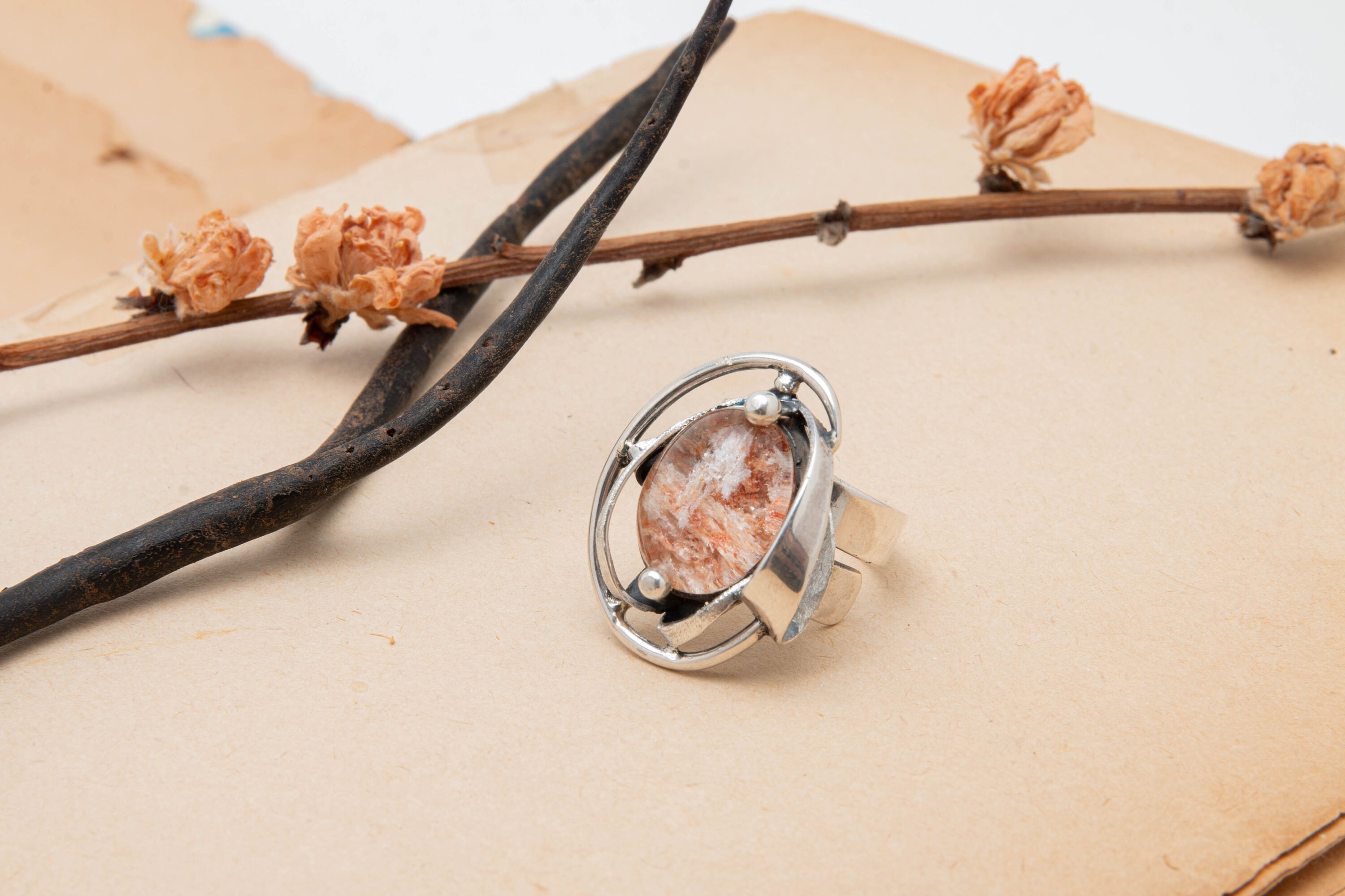 Sterling Silver Ring With Lodolite Garden Quartz Ring for - Etsy