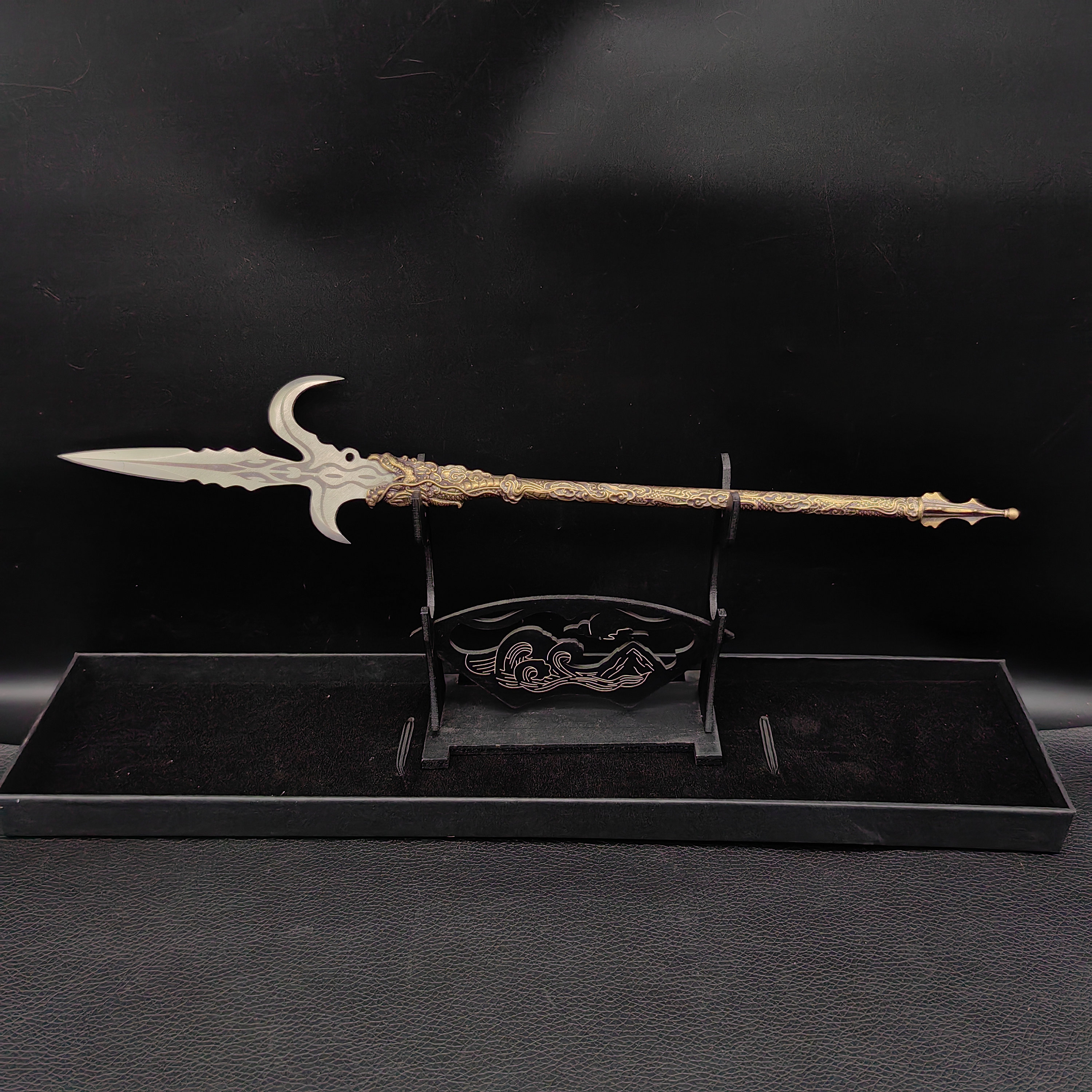 Mini Guan Gong Green Dragon Crescent Blade Greatsword Three Prong Spear ...