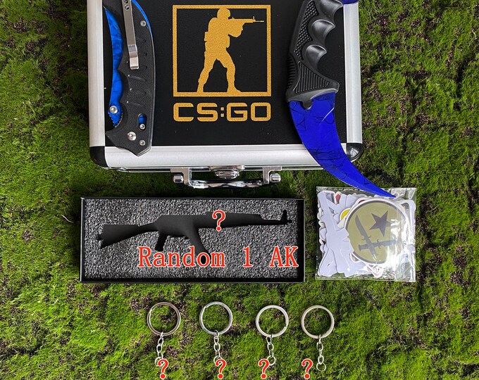 CSGO Gift Box Doppler Blue Karambit Folding Knife 1/6 AK47 Metal Miniature & Random 4 Csgo ...