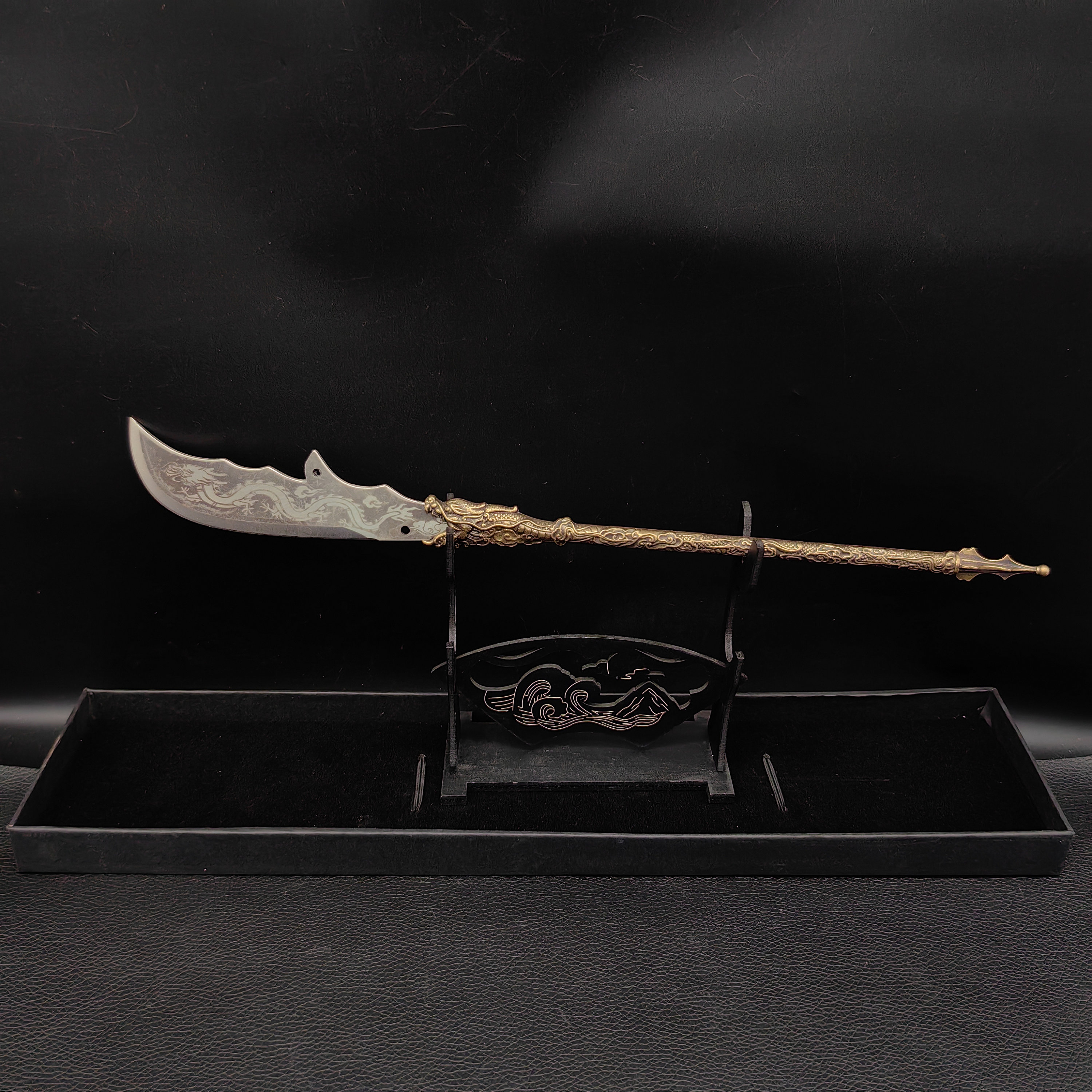 Mini Guan Gong Green Dragon Crescent Blade Greatsword Three Prong Spear ...