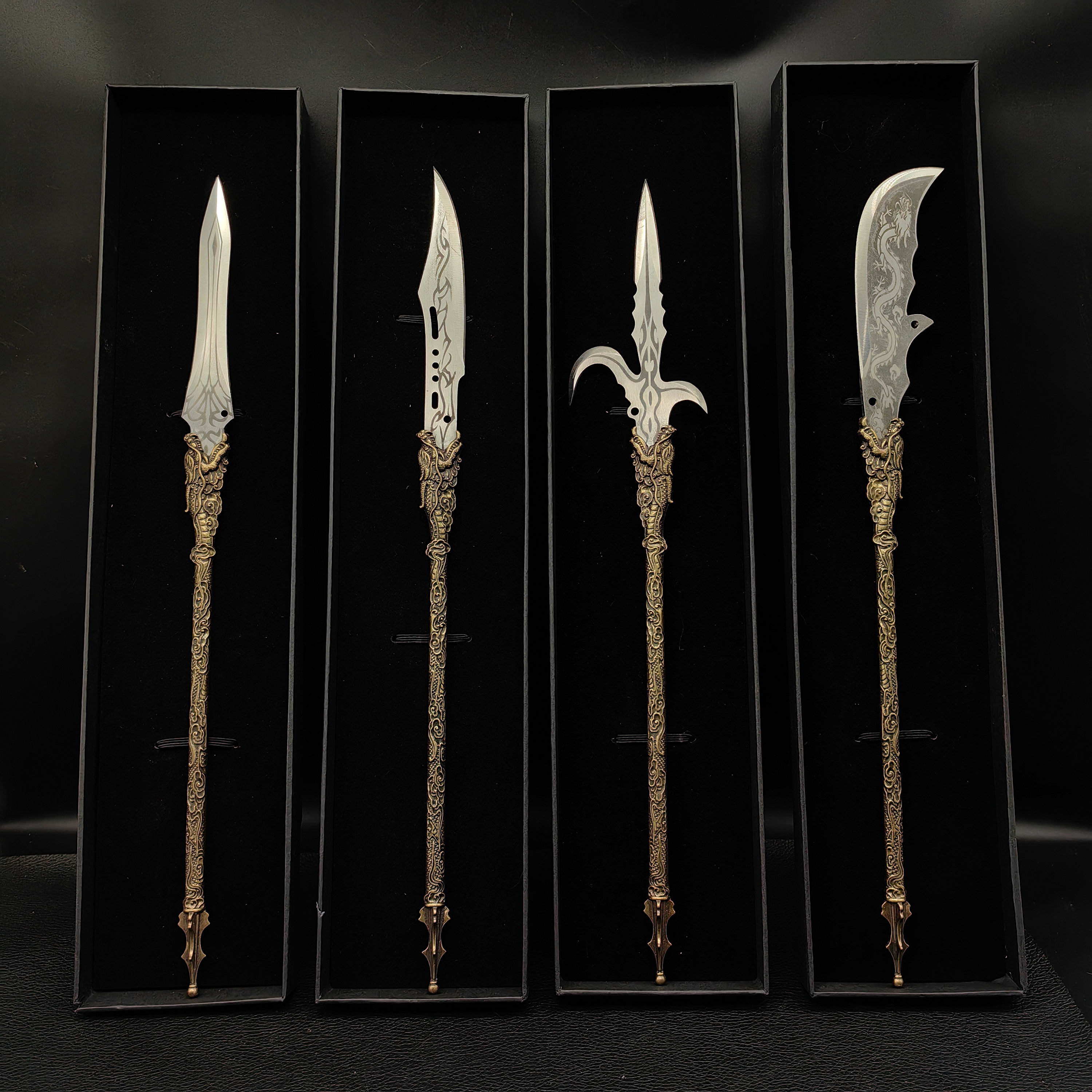 Mini Guan Gong Green Dragon Crescent Blade Greatsword Three Prong Spear ...