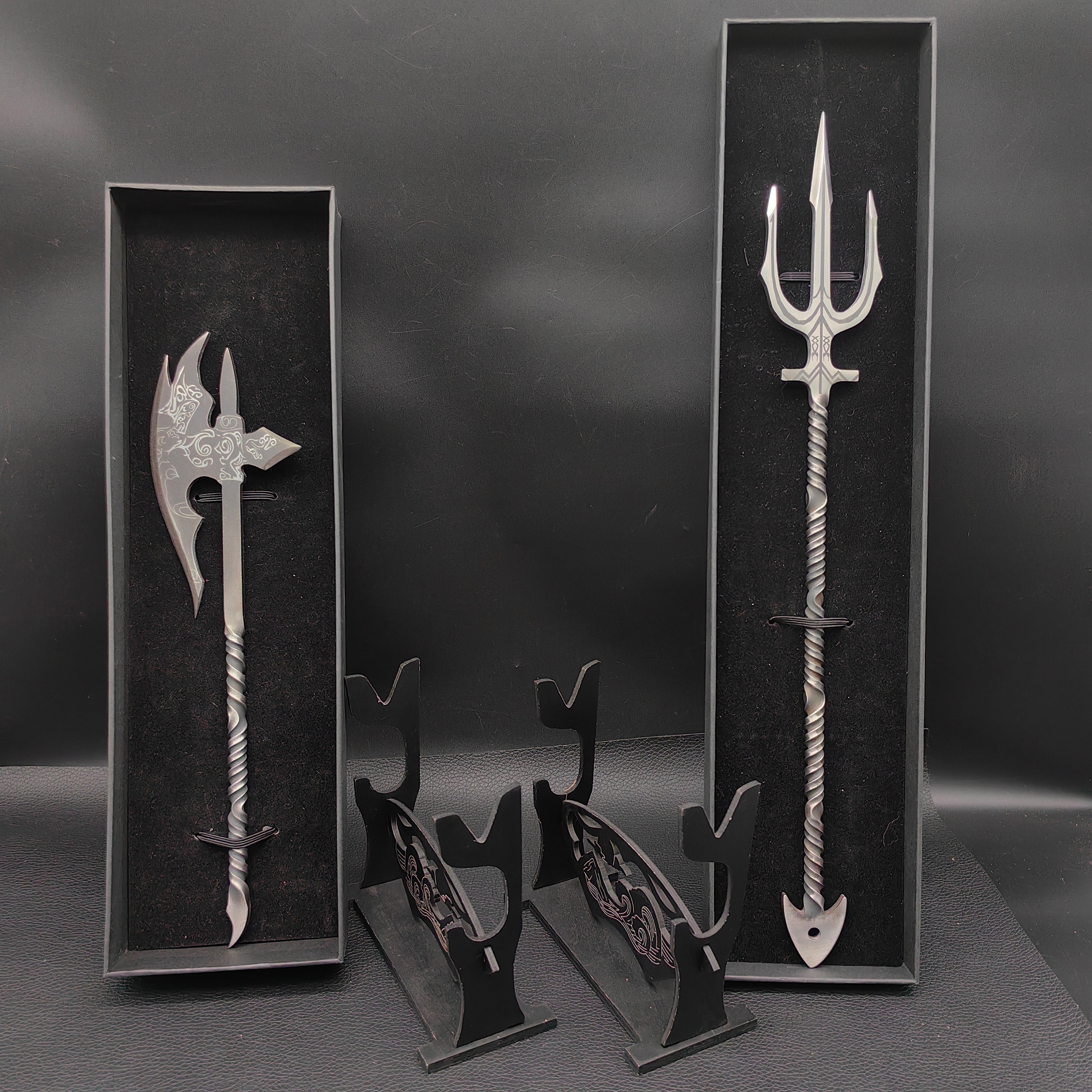 Hand-forged Ebony War Axe Tiny Ebony Axe Aquaman Trident Steel King ...