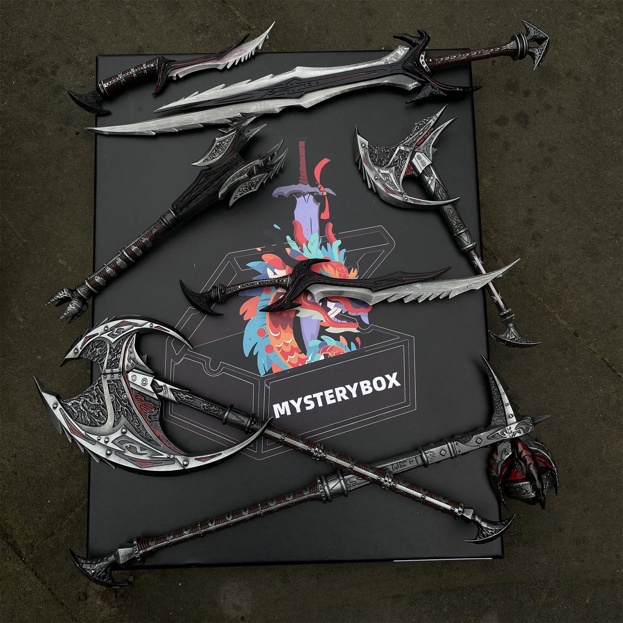 7 in 1 Skyrim Daedric Weapon Gift Box Daedric Greatsword Daedric Axe ...