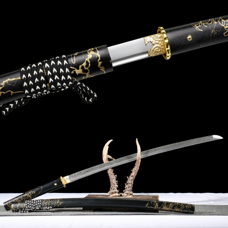 Ghost of Yotei Atsu Katana Damascus Steel Version Hand-forged Gilded ...