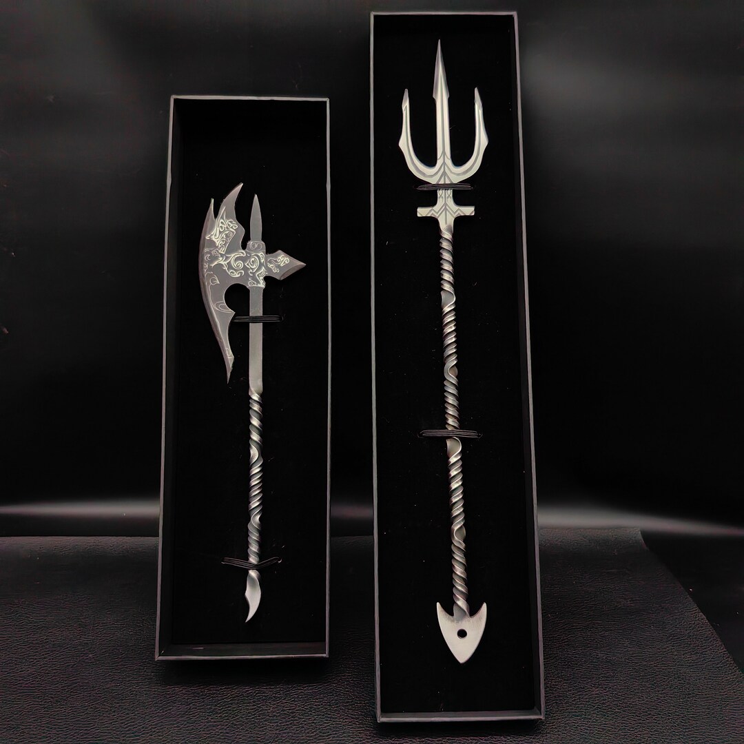 Hand-forged Ebony War Axe Tiny Ebony Axe Aquaman Trident Steel King ...