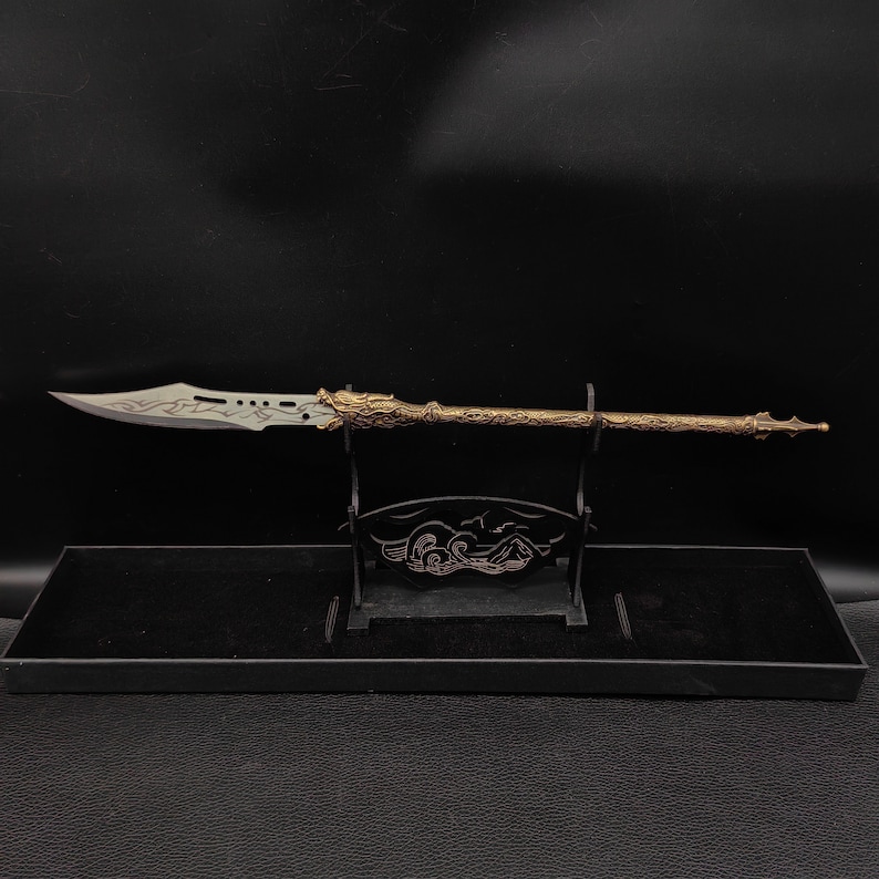 Mini Guan Gong Green Dragon Crescent Blade Greatsword Three Prong Spear ...