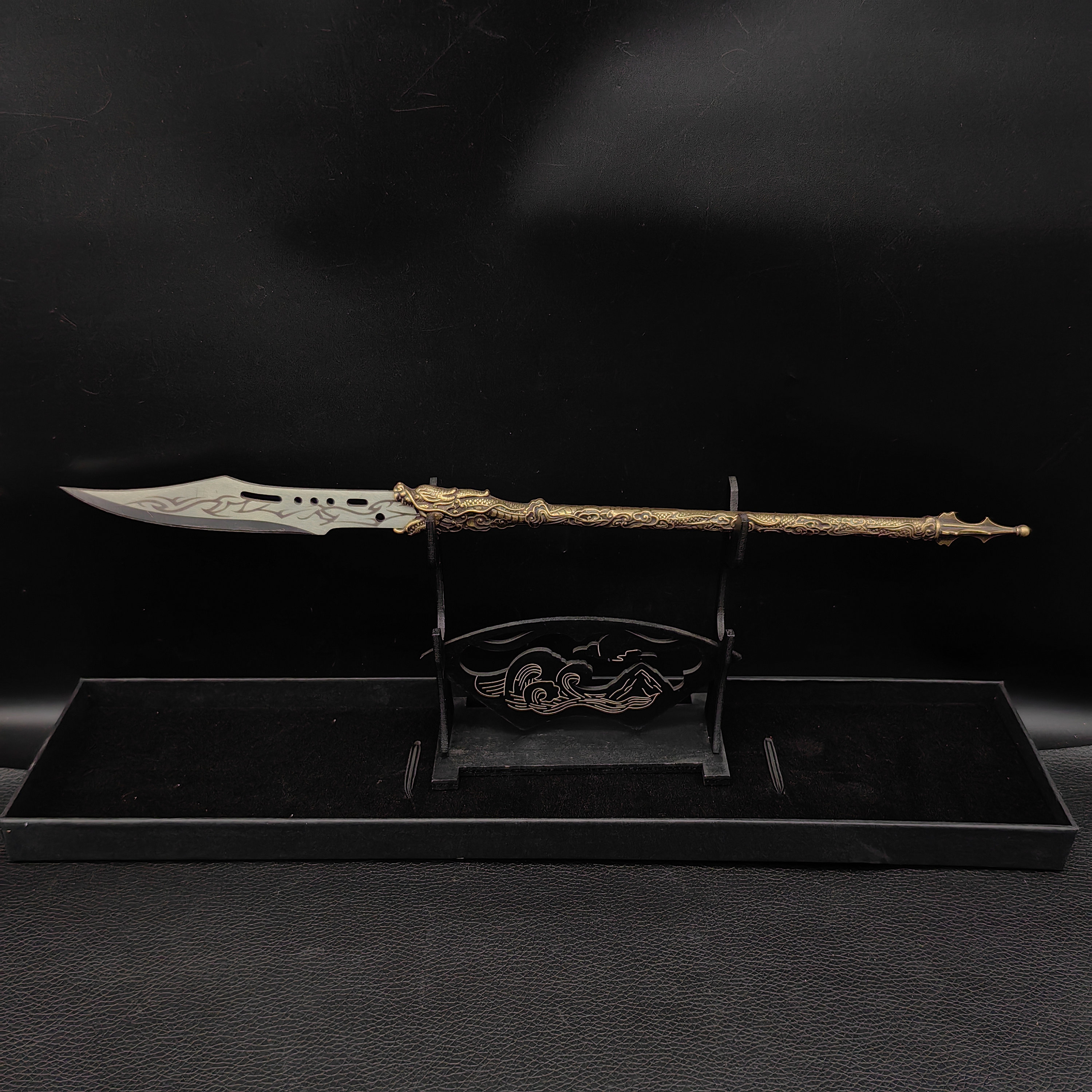 Mini Guan Gong Green Dragon Crescent Blade Greatsword Three Prong Spear ...