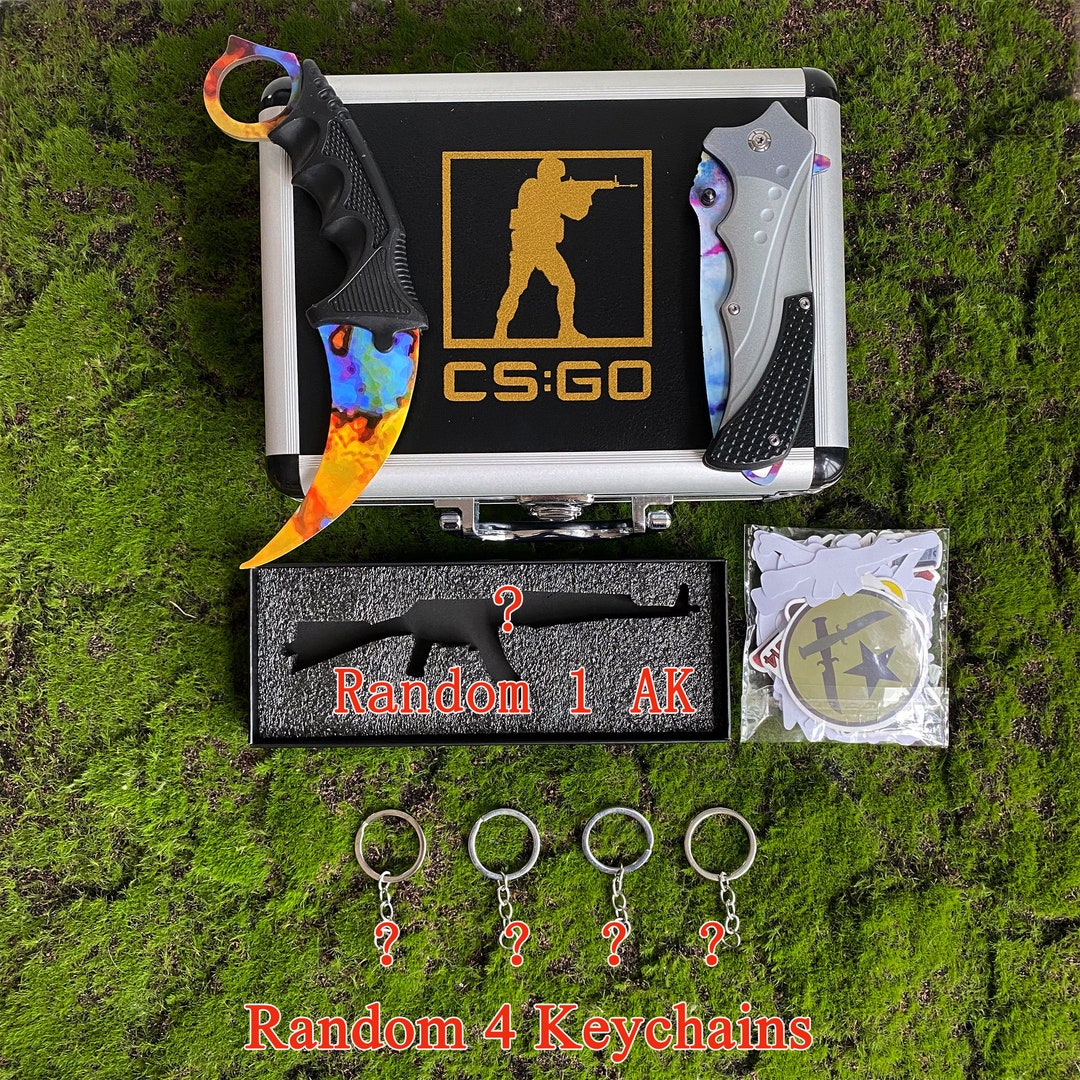 CSGO Gift Box Case Hardened Karambit Folding Knife Prop 1/6 AK47 Skin ...