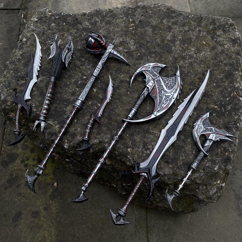 7 in 1 Skyrim Daedric Weapon Gift Box Daedric Greatsword Daedric Axe ...
